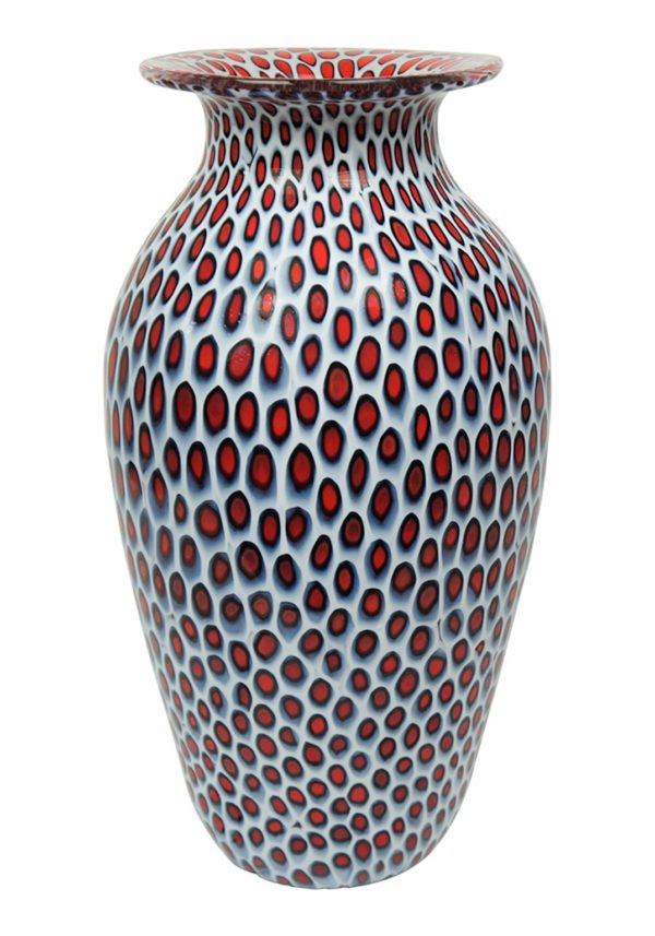 Frese - Blue Murano Glass Vase With Murrina Millefiori - Made Murano Glass