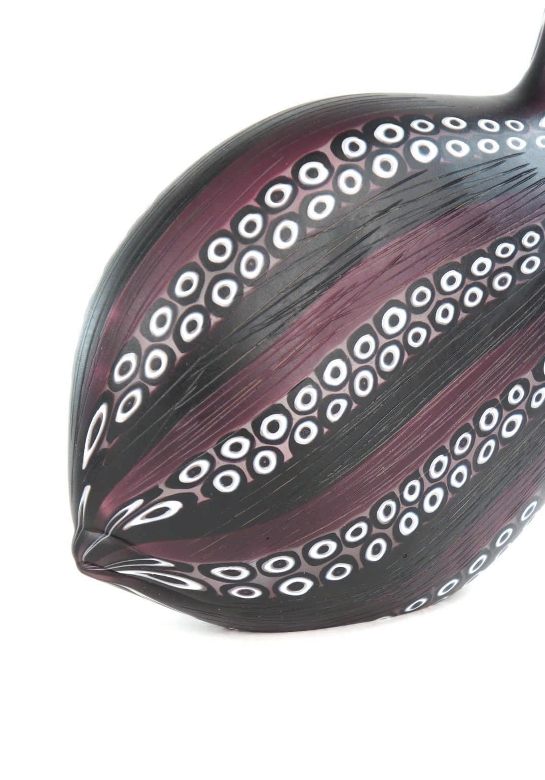Sculpture Black Fish With Murrina - Made Murano Glass