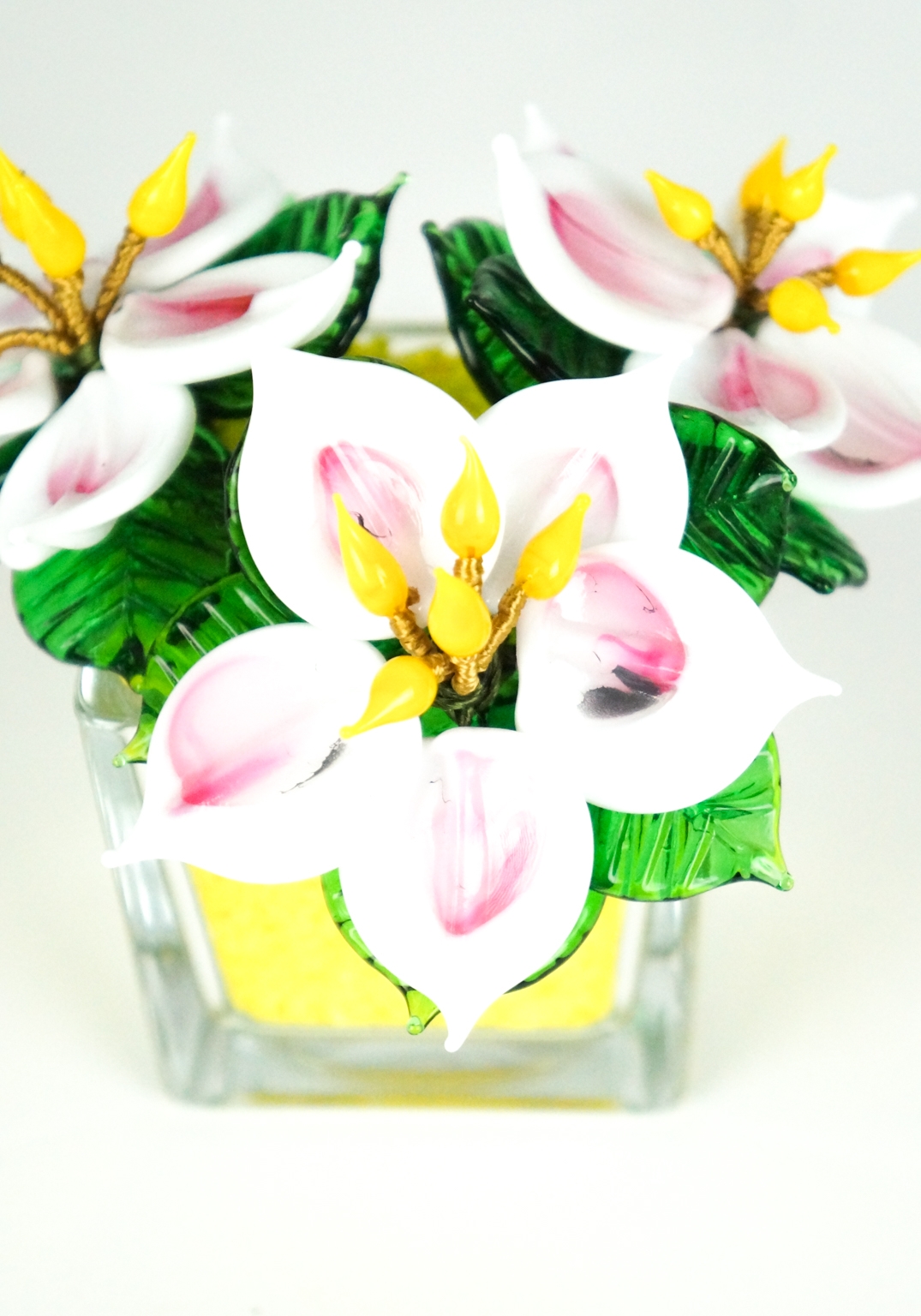 Yellow White Murano Glass Flower - Made Murano Glass