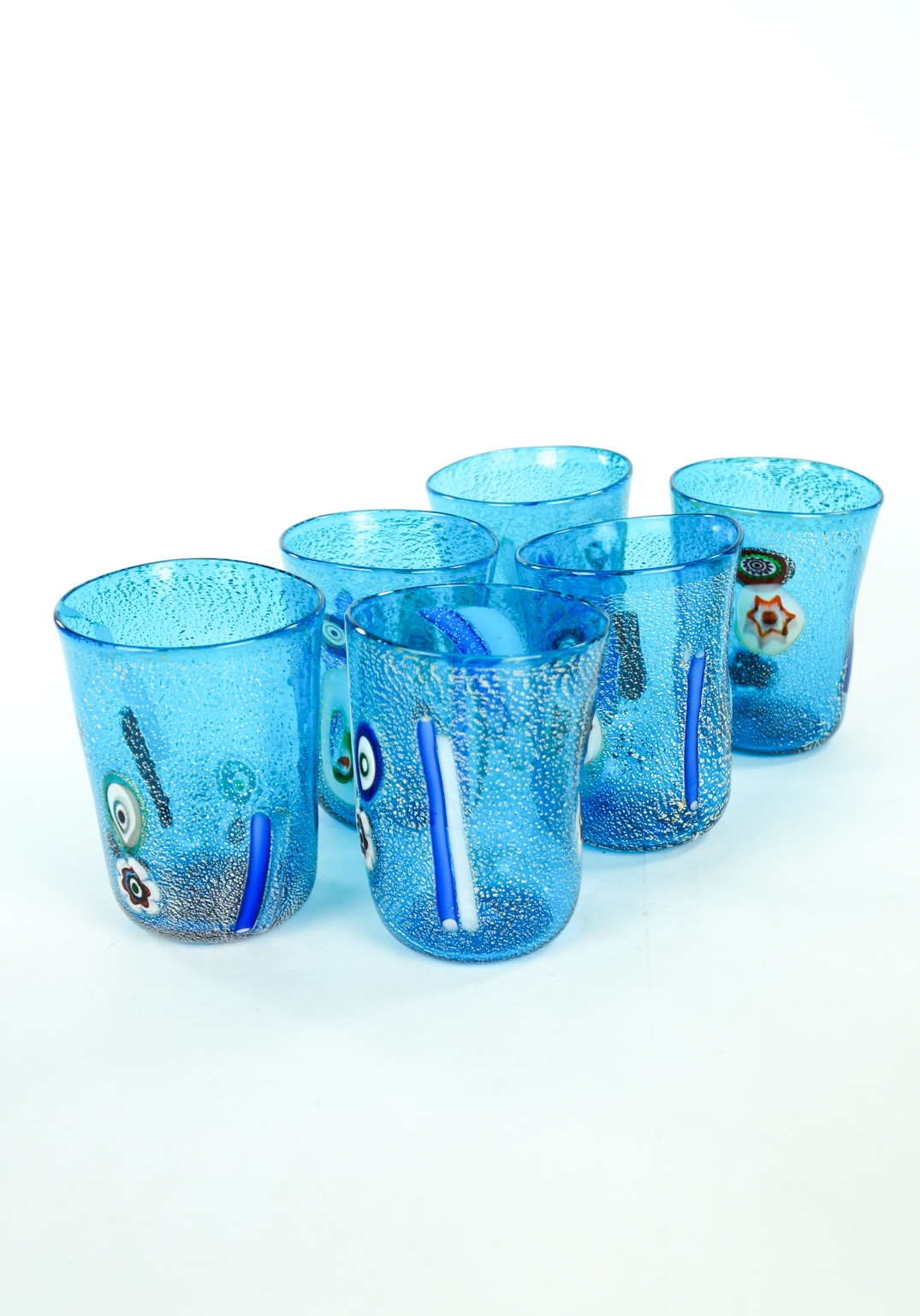 Clear Sea - Set Of Six Light Blue Murano Drinking Glasses With Jug ...