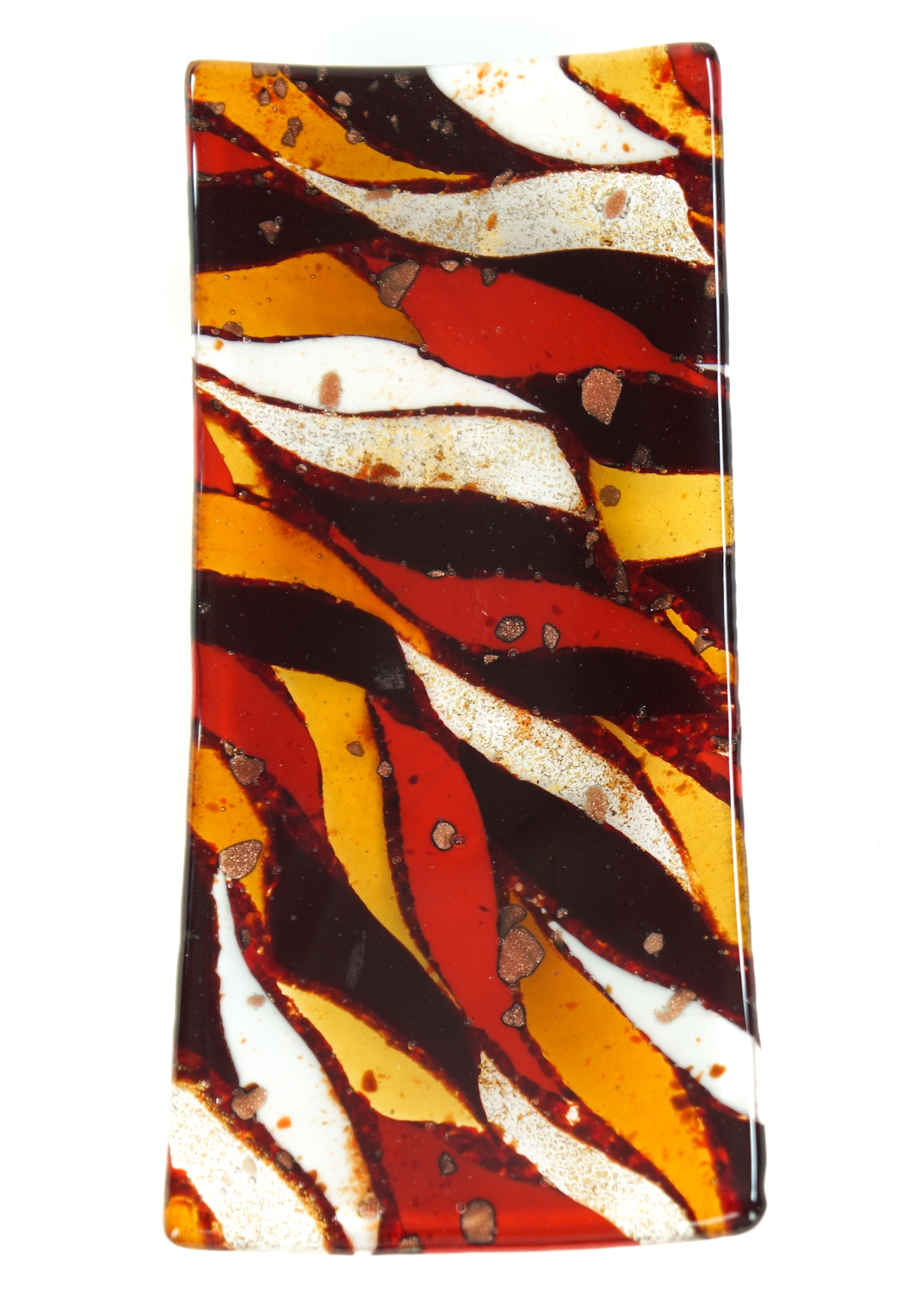 Rectangular Plate Murano Glass - Red Flakes Gold Leaf 24kt - Made ...