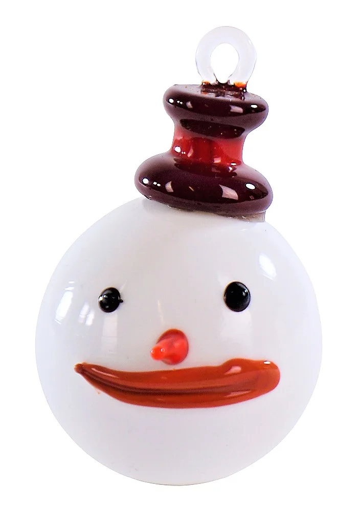 Snowman Head Red - Christmas Ball Murano Glass - Made Murano Glass