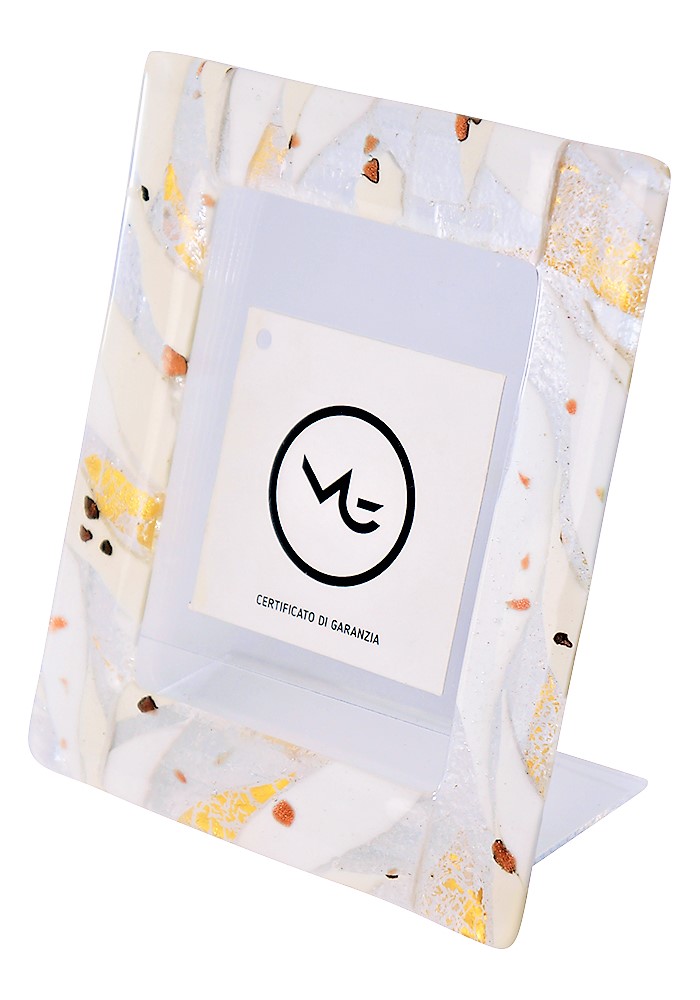Fatan - White Murano Glass Picture Frame - Made Murano Glass