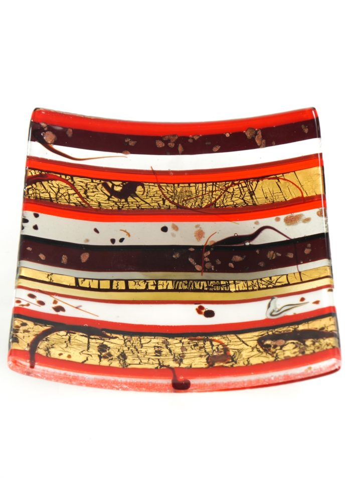 Fasce - Red Square Murano Glass Plate - Made Murano Glass