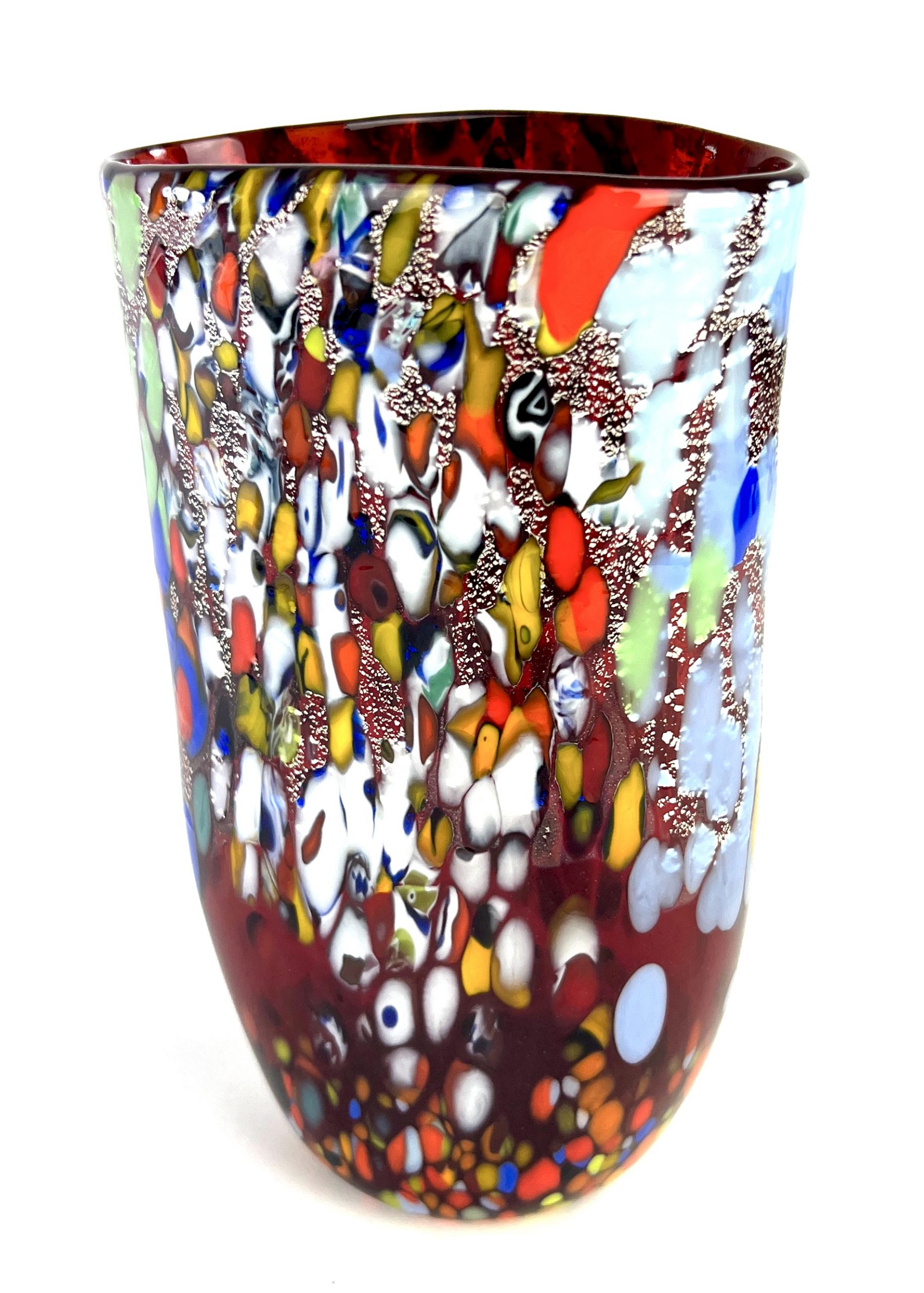 Schissa - Red Murano Glass Vase "Fantasy" - Made Murano Glass