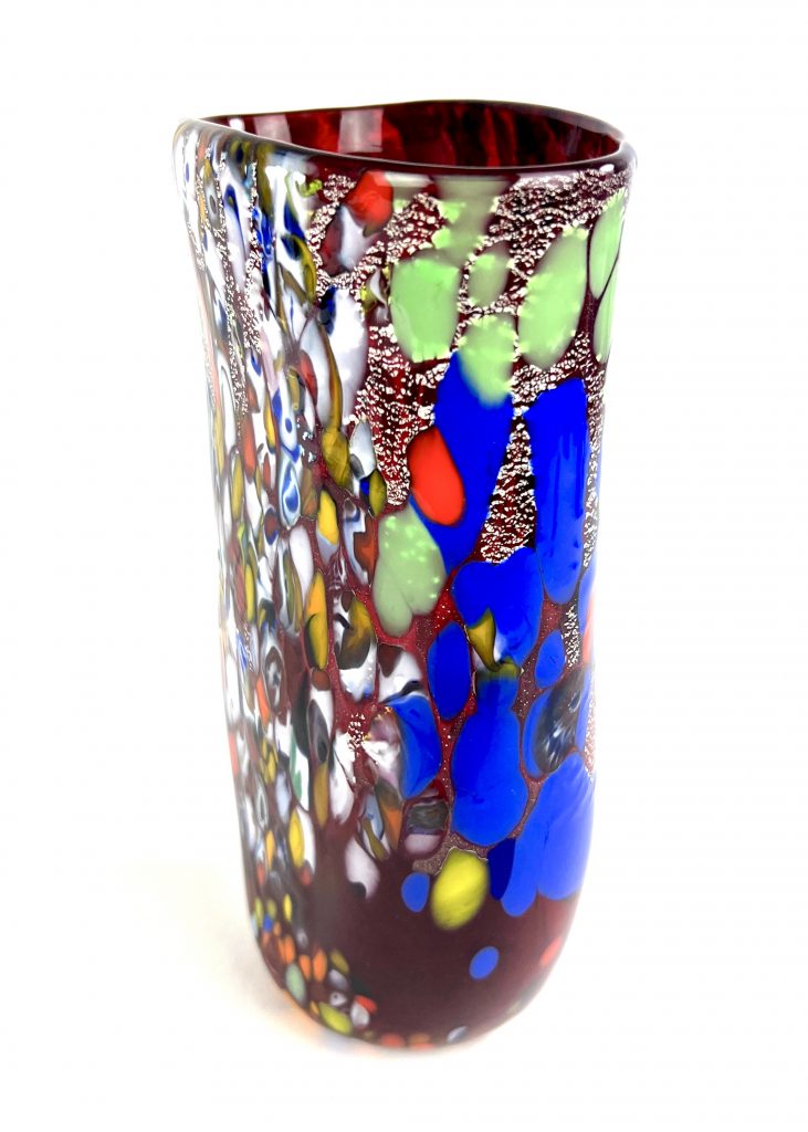 Schissa - Red Murano Glass Vase "Fantasy" - Made Murano Glass