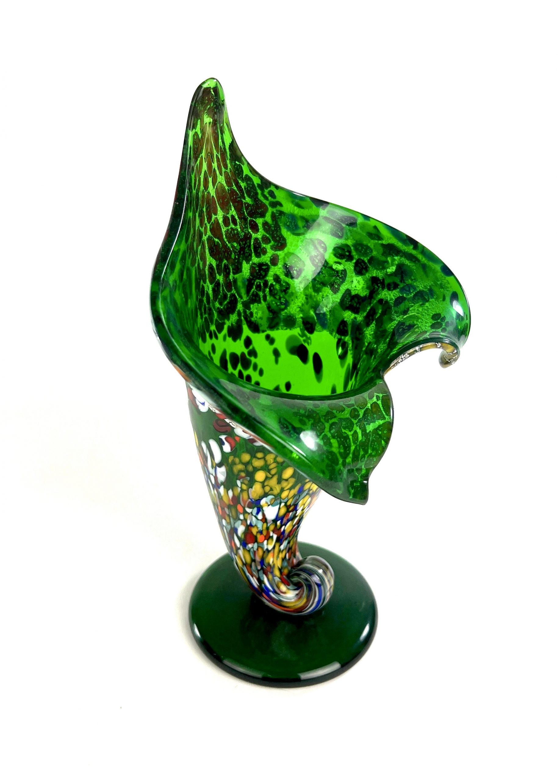 Cornucopia - Green Murano Glass Vase "Fantasy" - Made Murano Glass