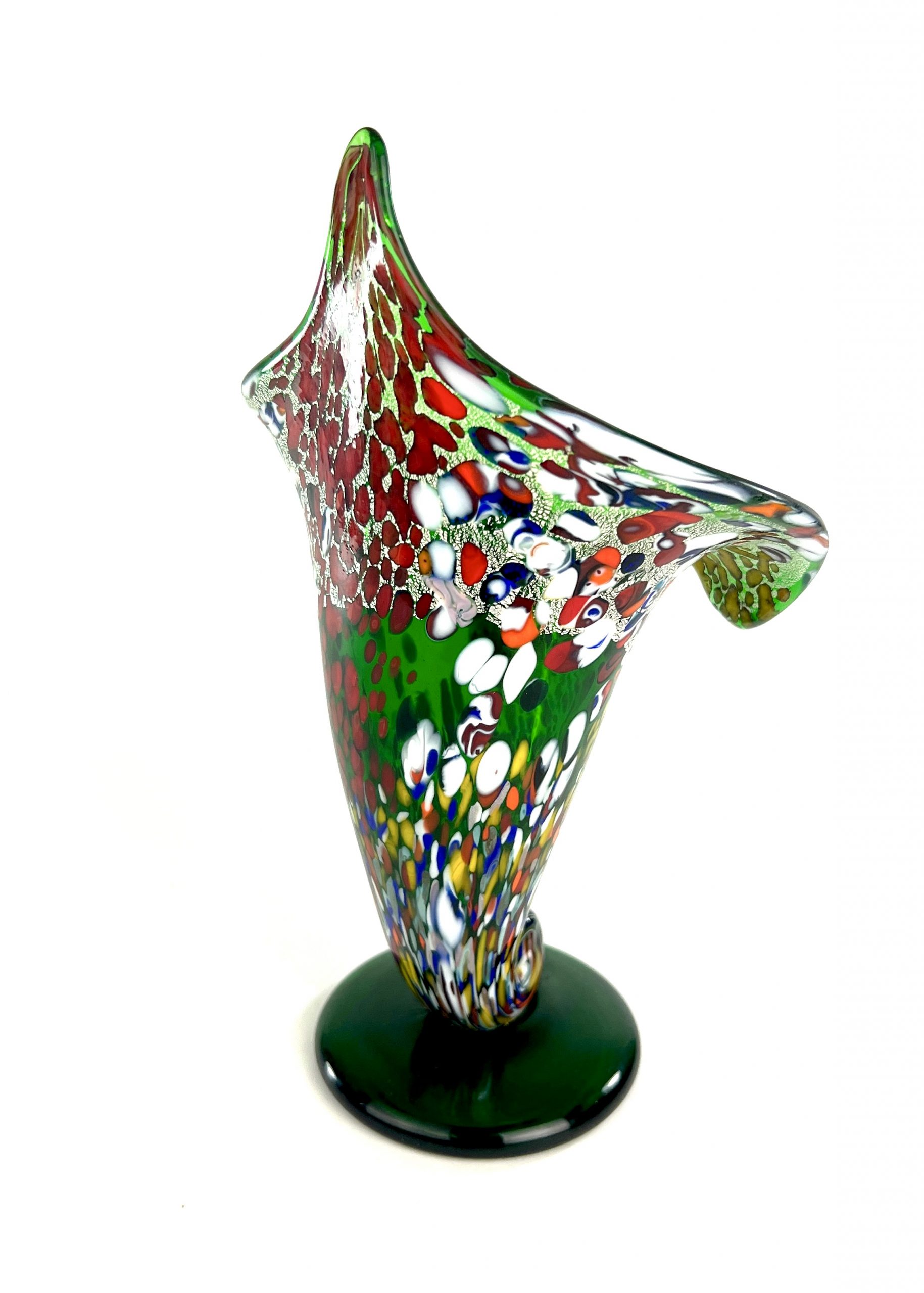 Cornucopia - Green Murano Glass Vase "Fantasy" - Made Murano Glass