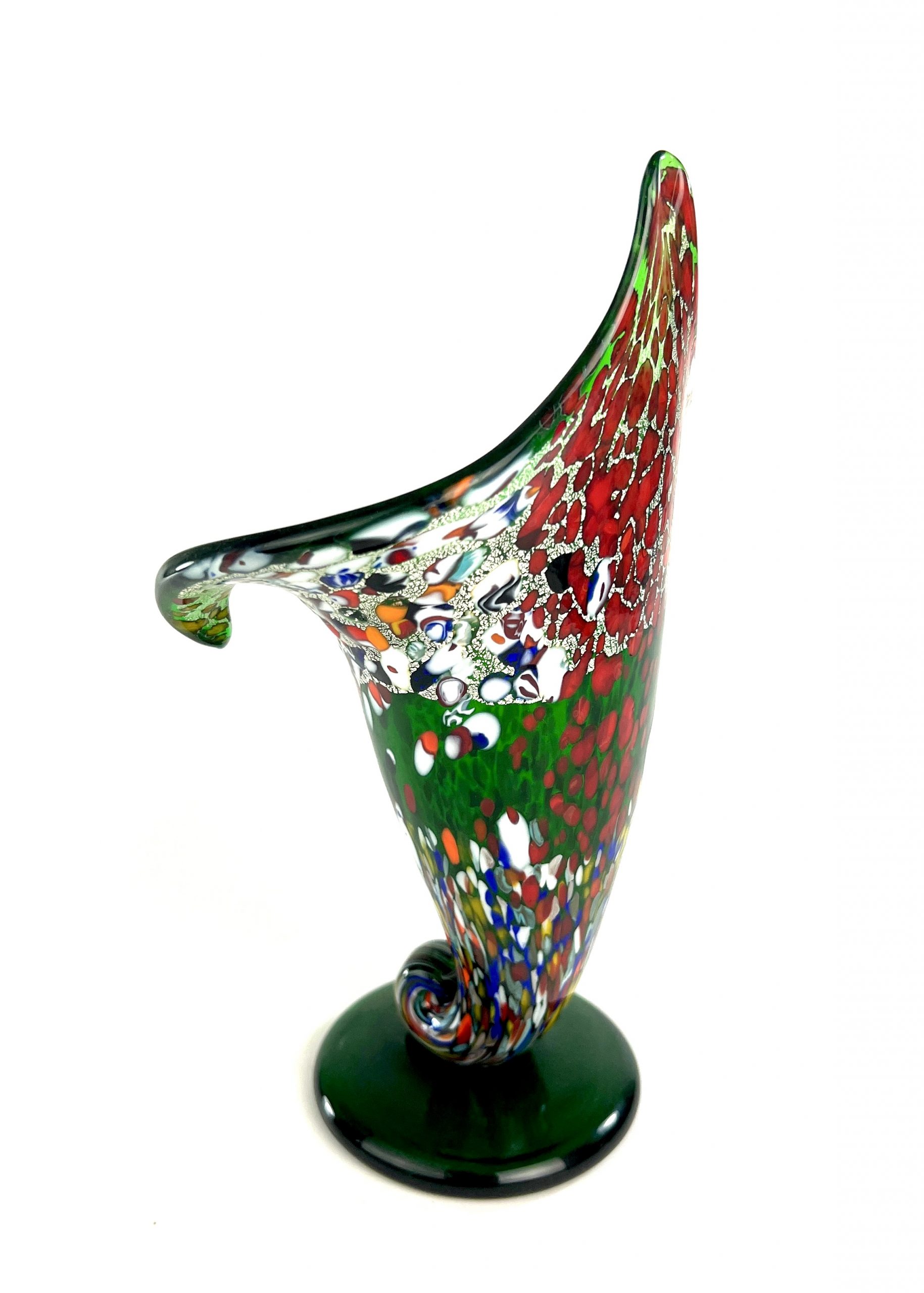 Cornucopia - Green Murano Glass Vase "Fantasy" - Made Murano Glass