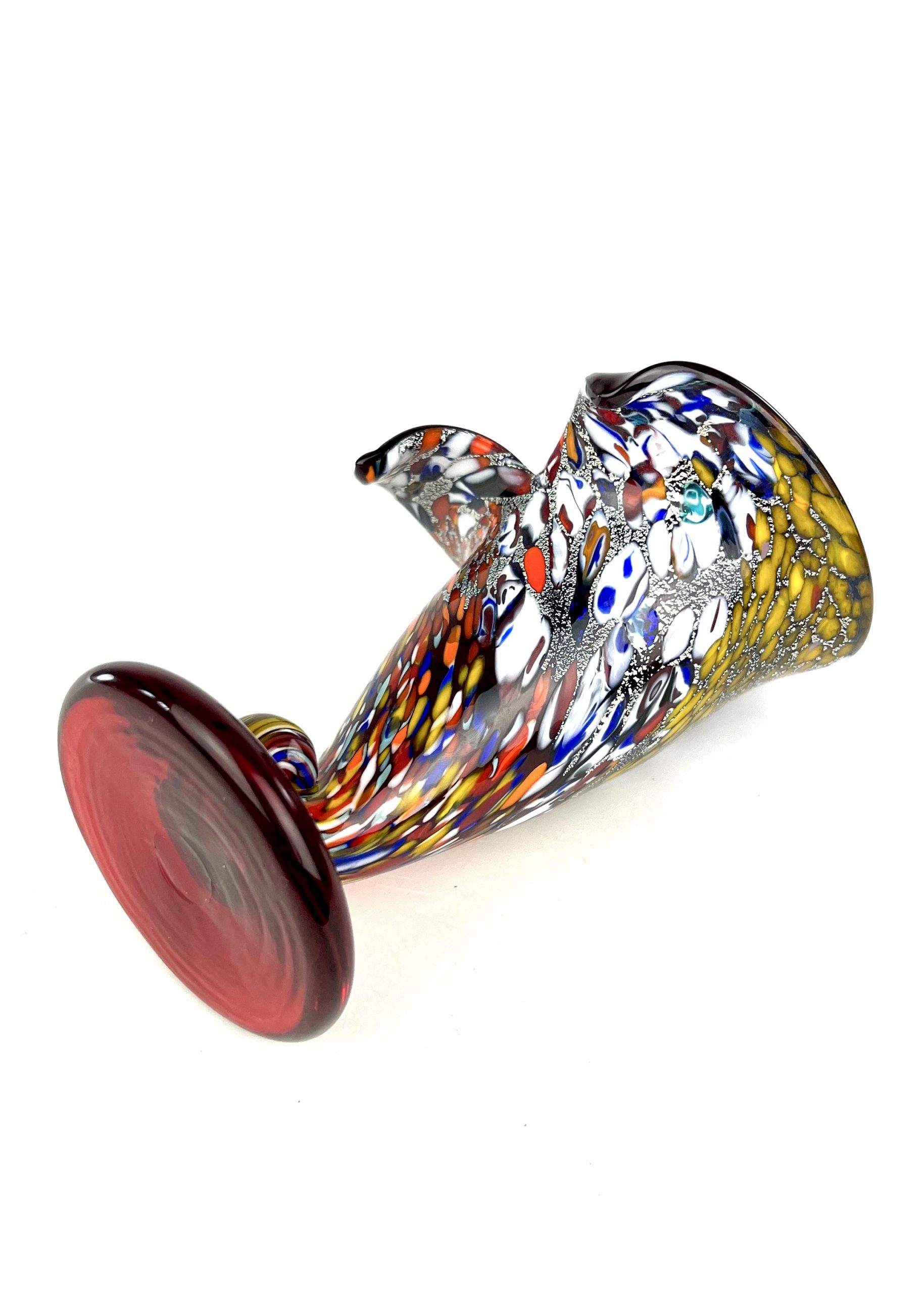 Cornucopia - Red Murano Glass Vase "Fantasy" - Made Murano Glass