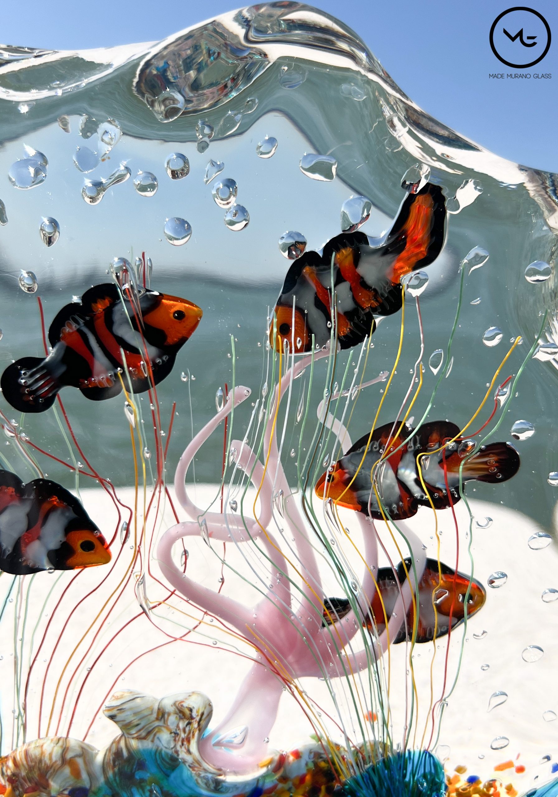 Nemo - Half-Moon Aquarium In Submerged Murano Glass - Made Murano Glass