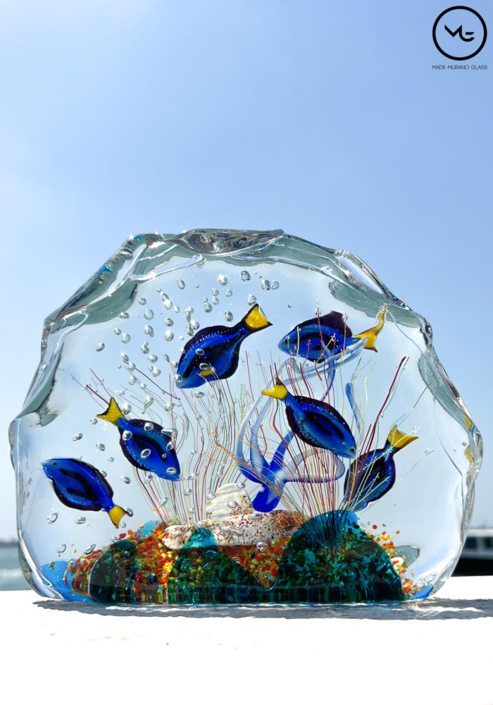 Dory - Half-Moon Aquarium In Submerged Murano Glass - Made Murano Glass