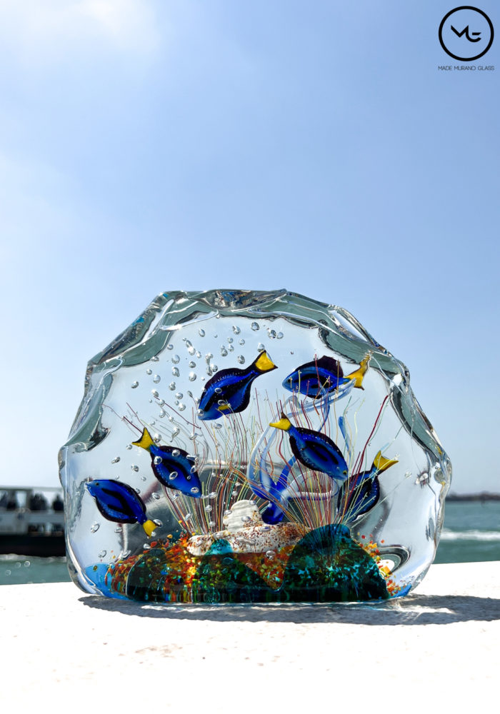 Dory - Half-Moon Aquarium In Submerged Murano Glass - Made Murano Glass