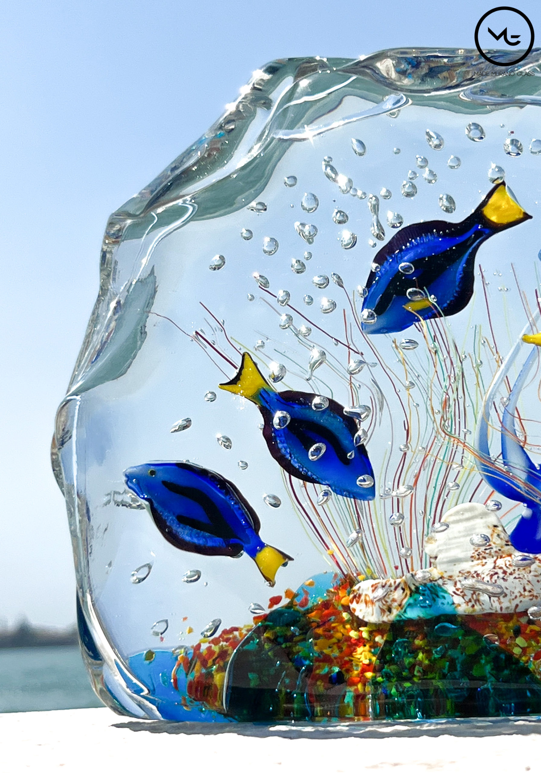 Dory - Half-Moon Aquarium In Submerged Murano Glass - Made Murano Glass