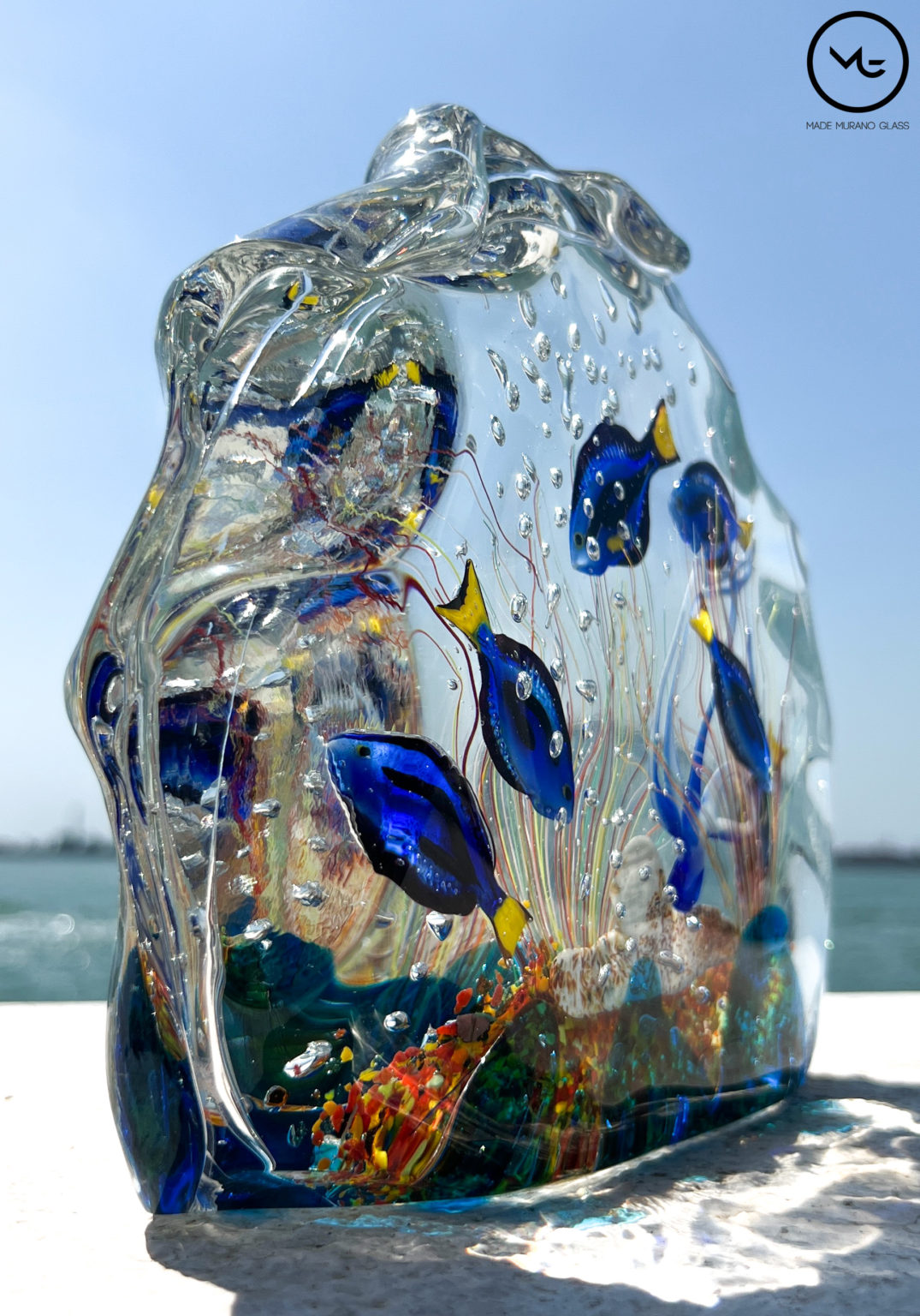 Dory - Half-Moon Aquarium In Submerged Murano Glass - Made Murano Glass