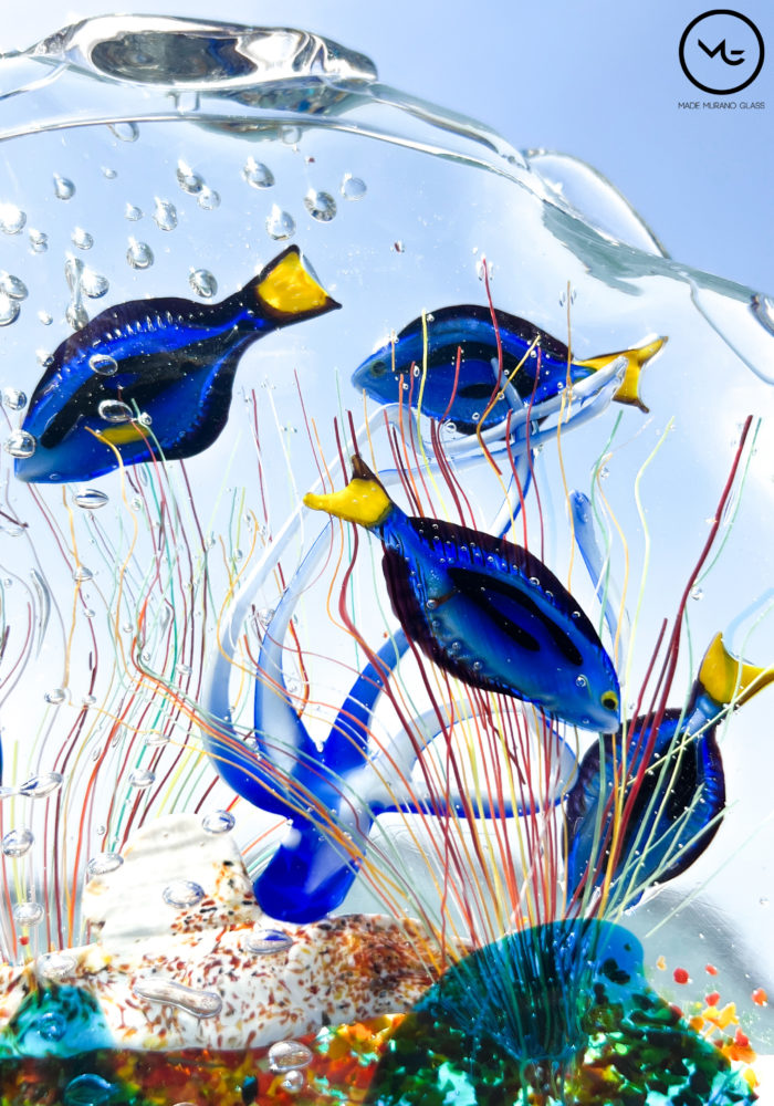 Dory - Half-Moon Aquarium In Submerged Murano Glass - Made Murano Glass