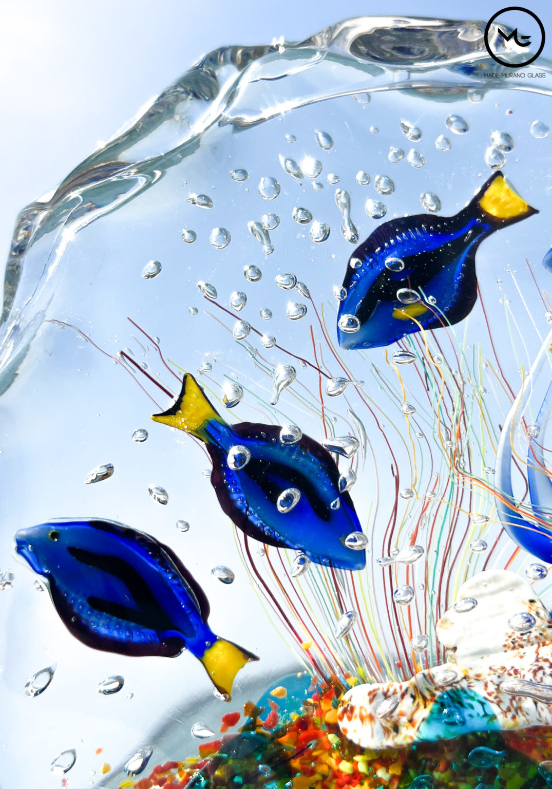 Dory - Half-Moon Aquarium In Submerged Murano Glass - Made Murano Glass