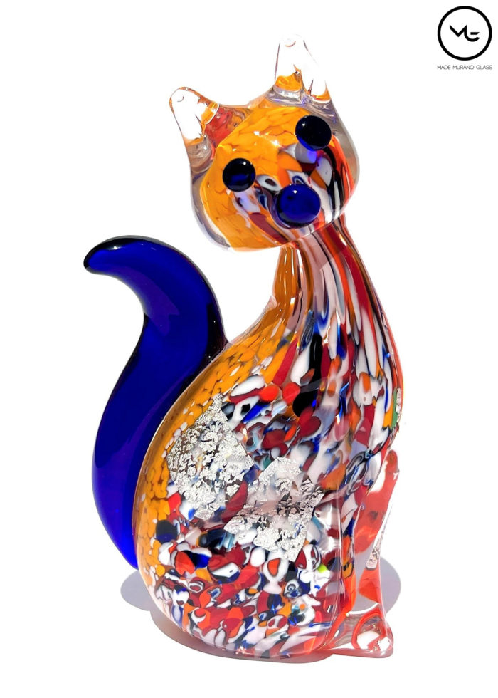Collection Aida Sommerso - Blue Murano Glass Cat - Made Murano Glass