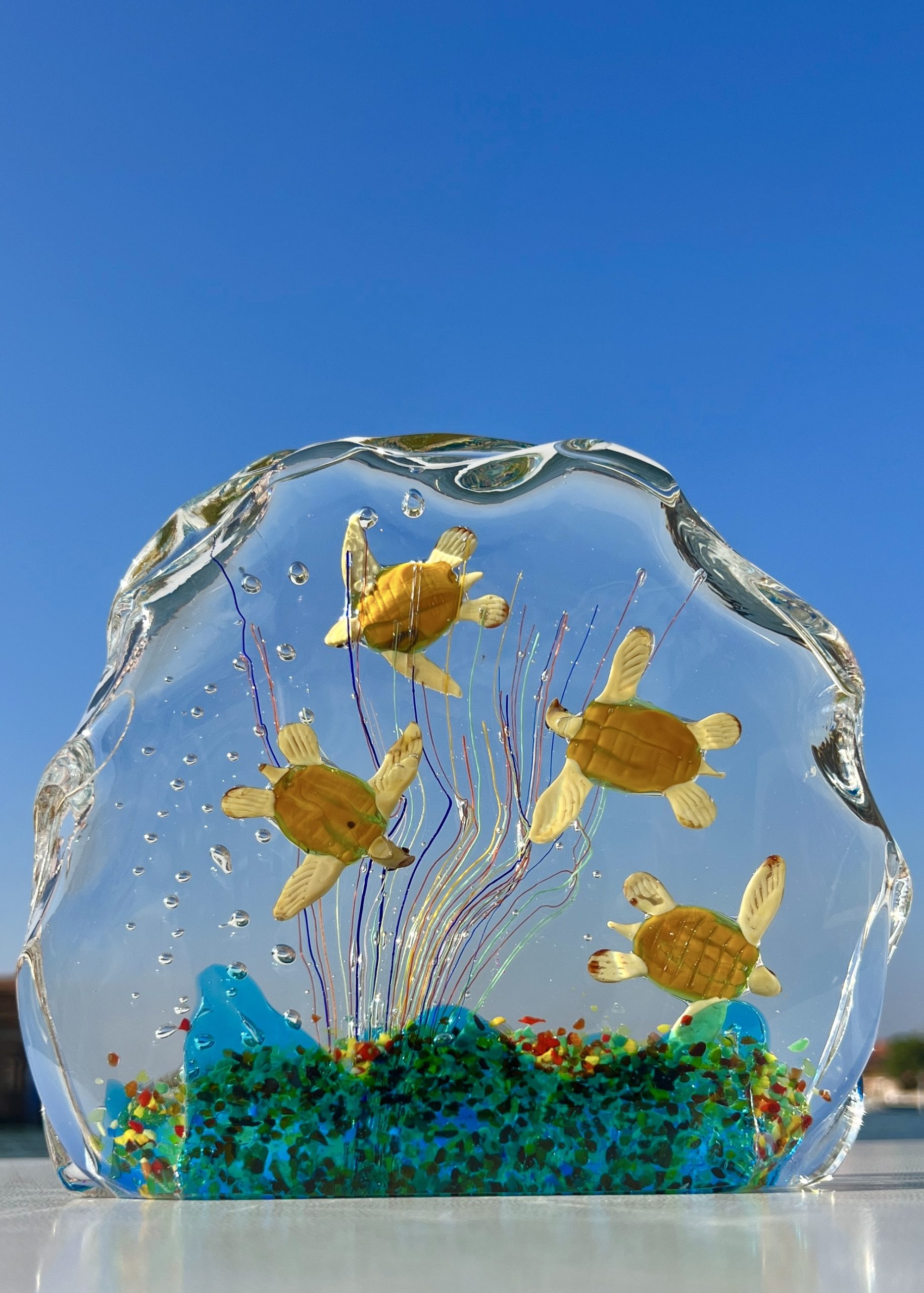 Turtles - Murano Glass Aquarium With 4 Elements