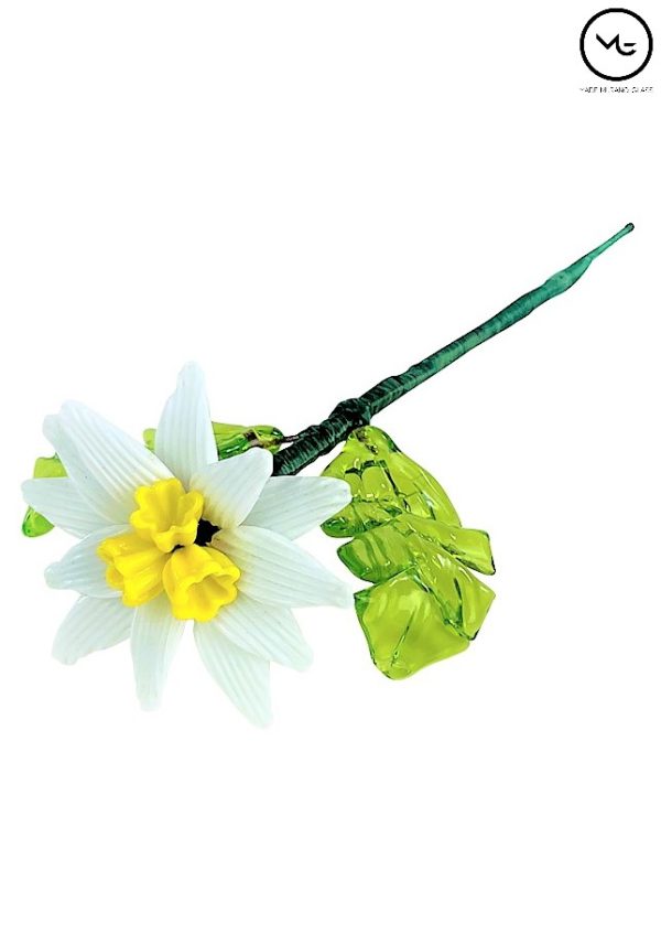 Murano Glass Daisy Flower With Stem - Made Murano Glass