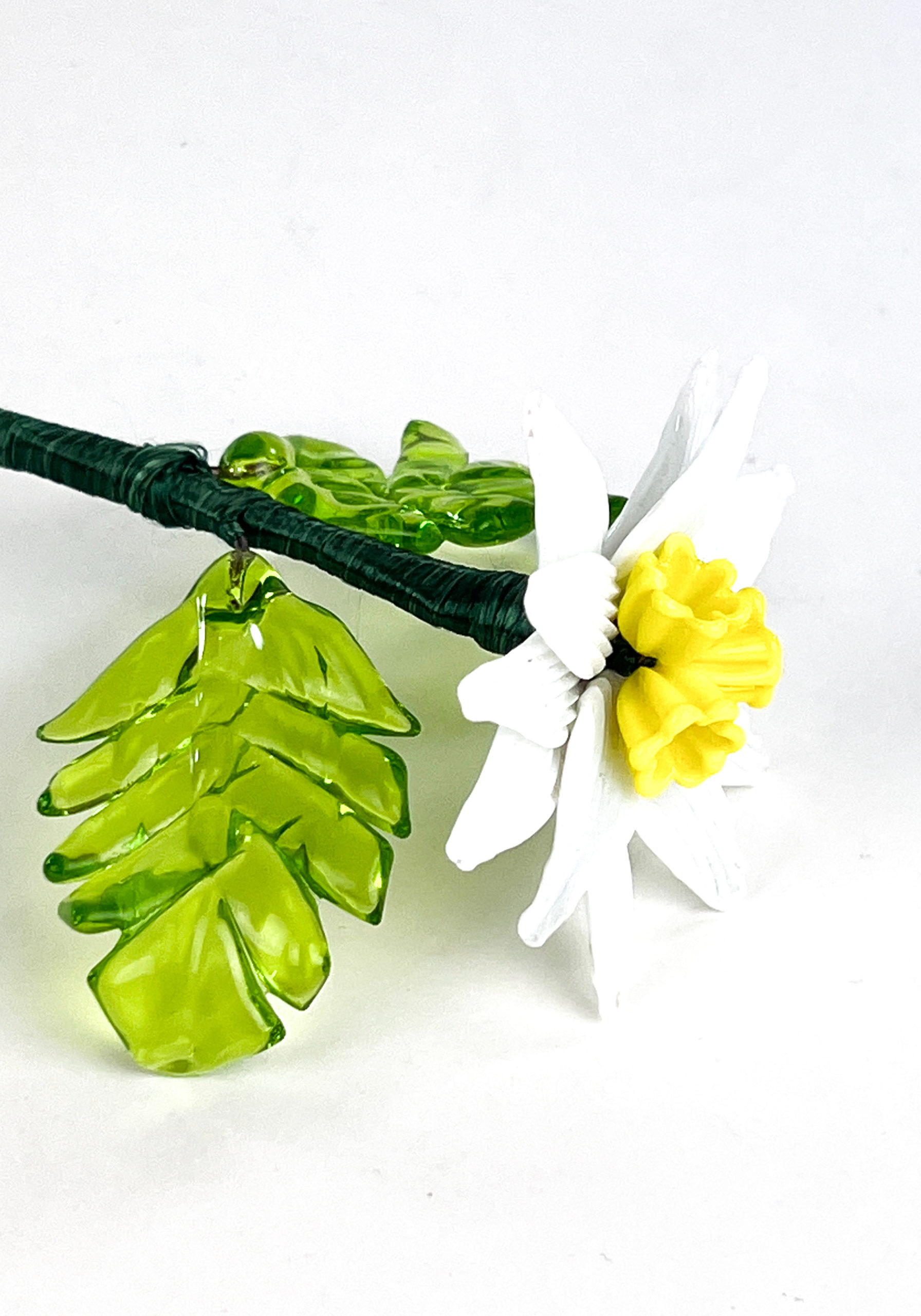 Murano Glass Daisy Flower With Stem - Made Murano Glass