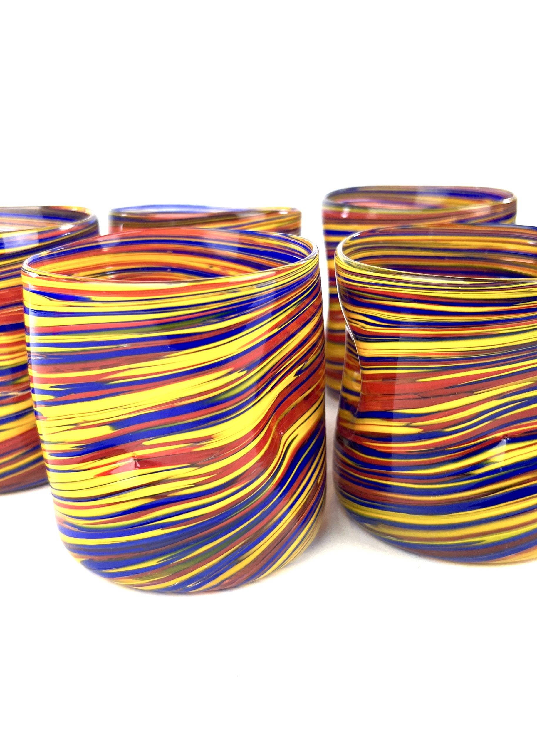 Maremoto - Set Of Six Amber Murano Drinking Glasses - Made Murano Glass