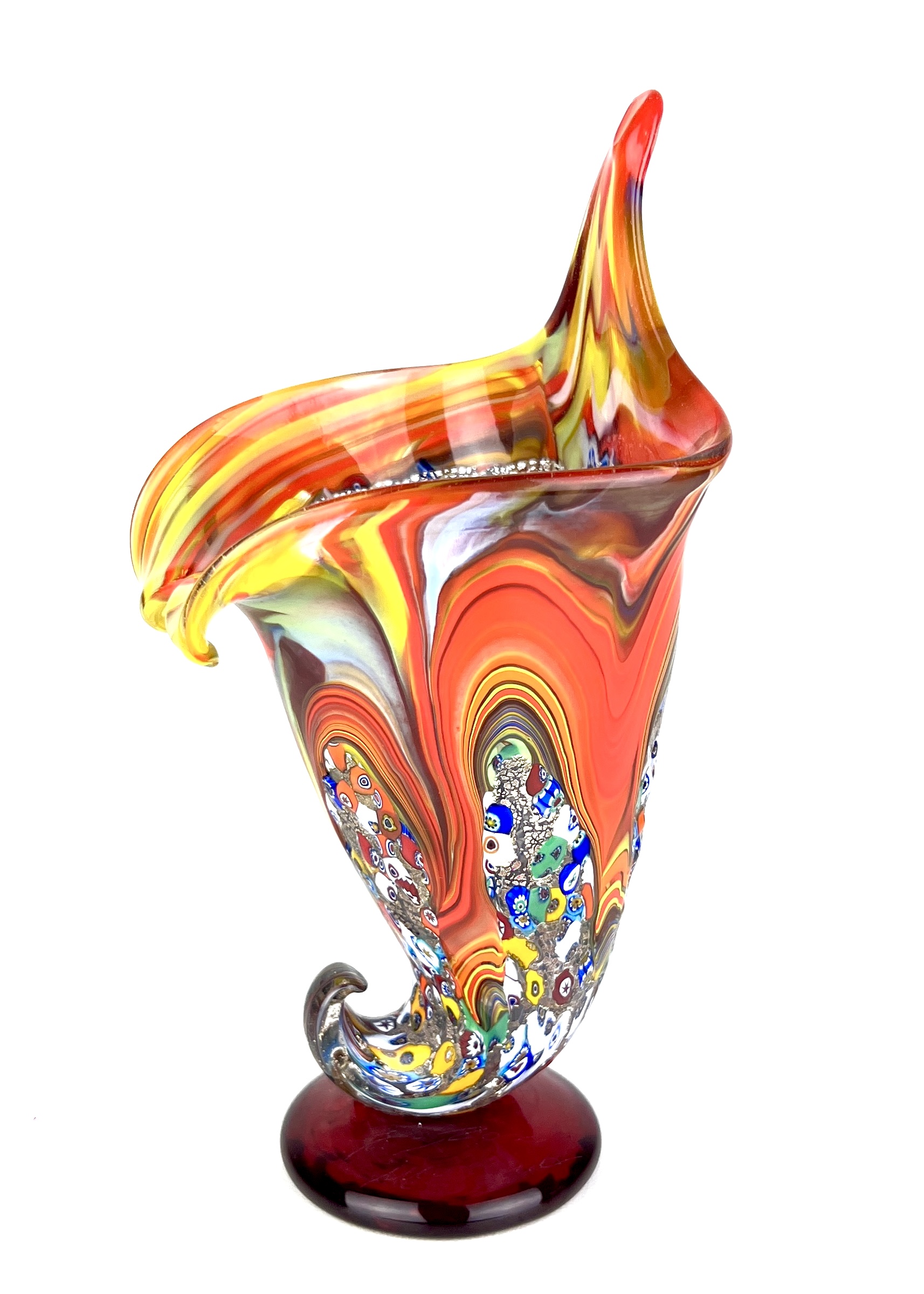Cornucopia - Multicolored Murano Glass Vase "Colada" - Made Murano Glass
