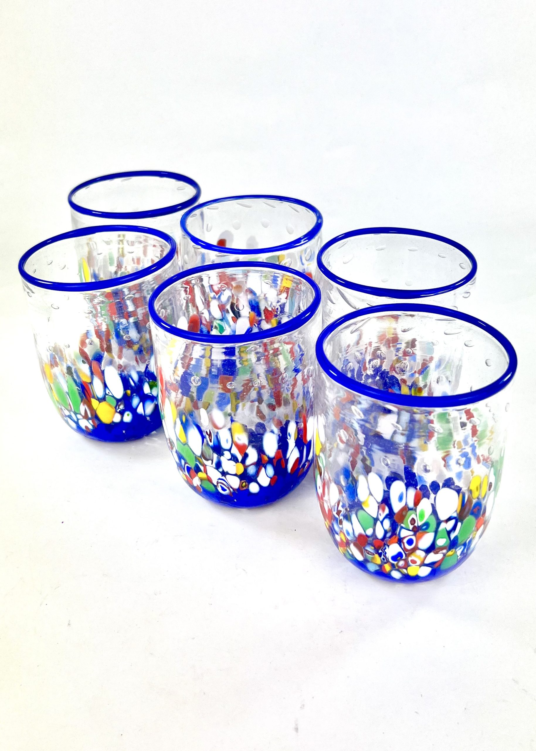 Set Of Six Blue Murano Drinking Glasses "Jesolo" - Made Murano Glass
