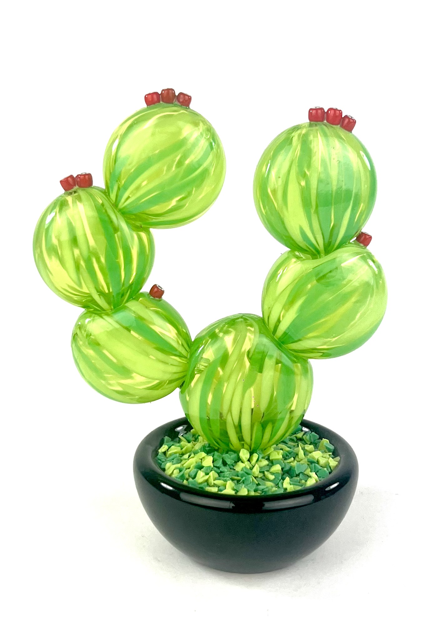 Saguaro - Green Murano Glass Plant Of Cactus - Made Murano Glass
