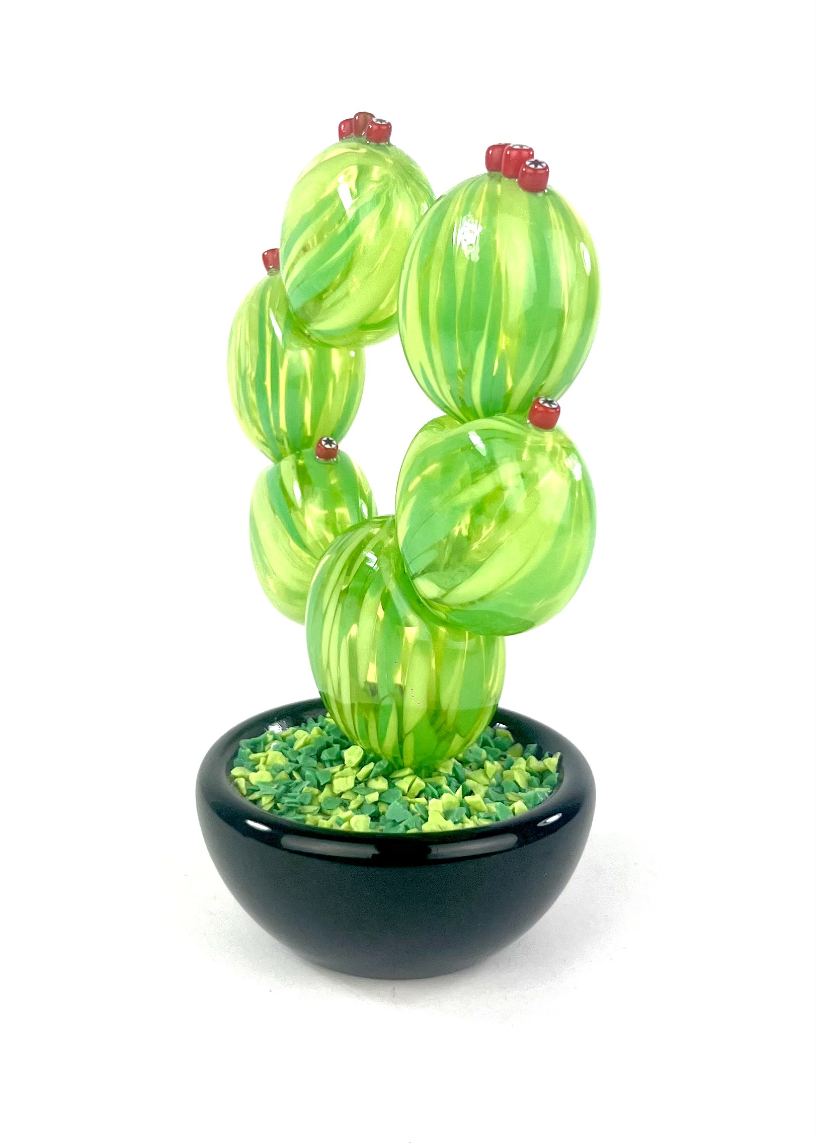 Saguaro - Green Murano Glass Plant Of Cactus - Made Murano Glass