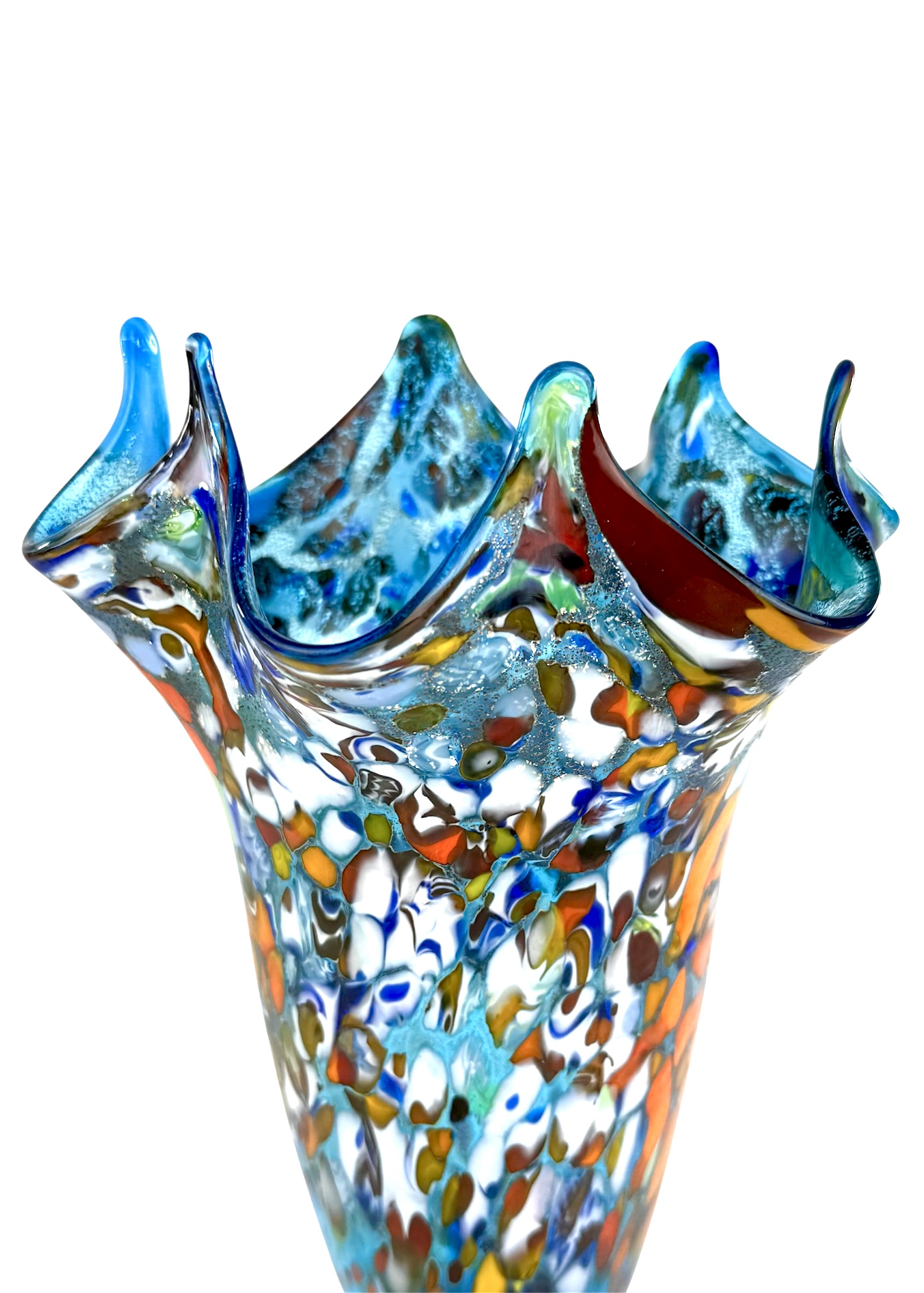 Fatima - Light Blue Murano Glass Vase "Fantasy" - Made Murano Glass