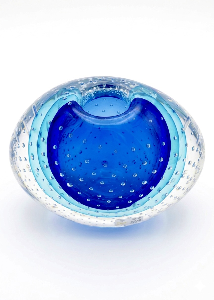 Metropolis - Blue Murano Glass Vase "Suboton" - Made Murano Glass